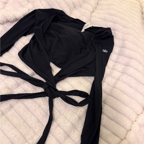 ALO Yoga | Tops | Alo Yoga Black Wrap Top | Poshmark